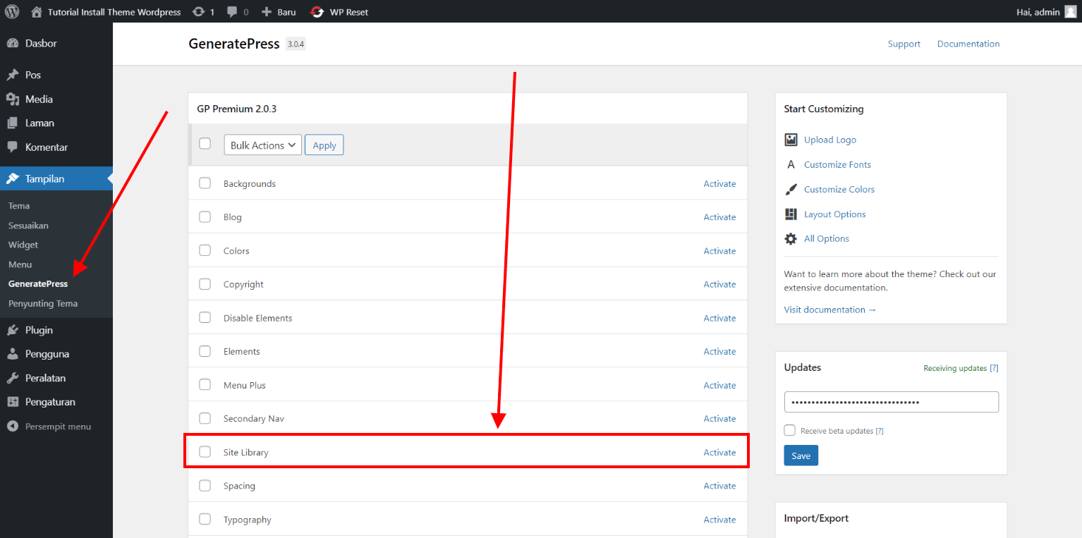 Tutorial install theme GeneratePress Pro - Tutorial Wordpress