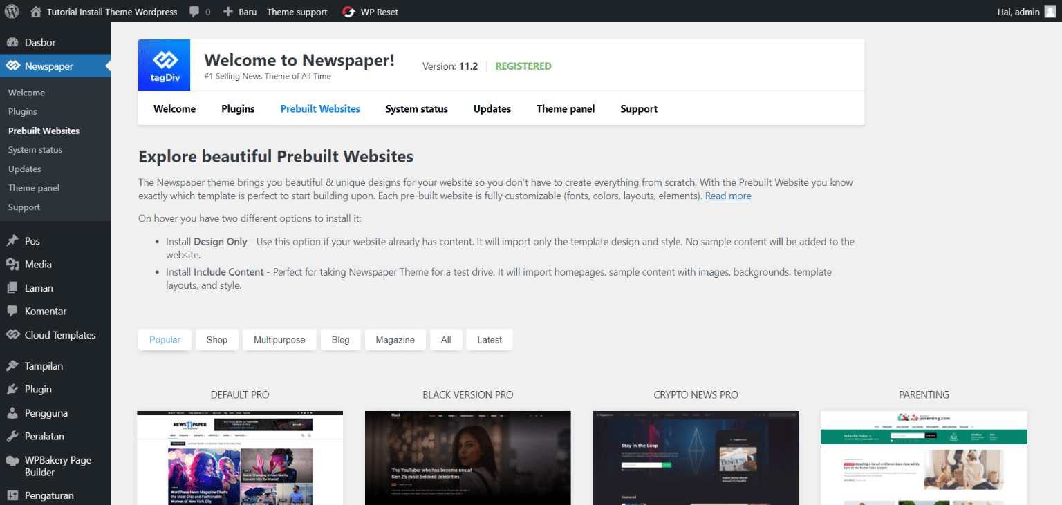 Tutorial install theme newspaper - Tutorial Wordpress