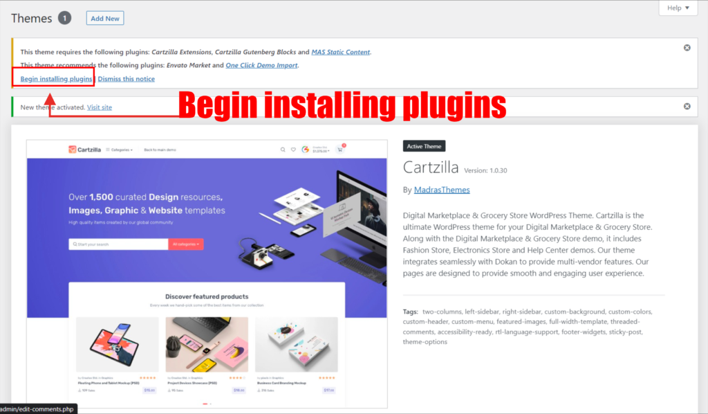 Tutorial install theme TeeSpace - Tutorial Wordpress