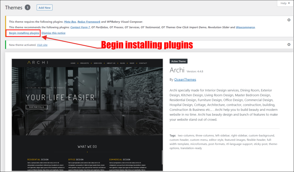 Tutorial Install Theme Archi Tutorial Wordpress 5404